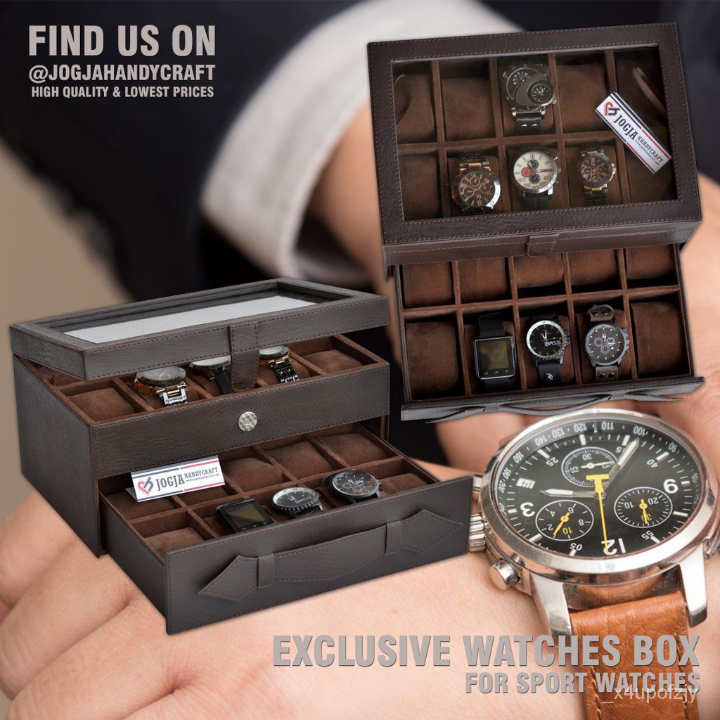 Full Brown Watch Box For 20 Sport Watches Box Contents 20 Big Watches ...