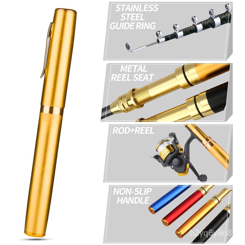 Folded Rod Pen Rod Mini Fishing Pole Jigging rod Joran Pancing set Rod ...