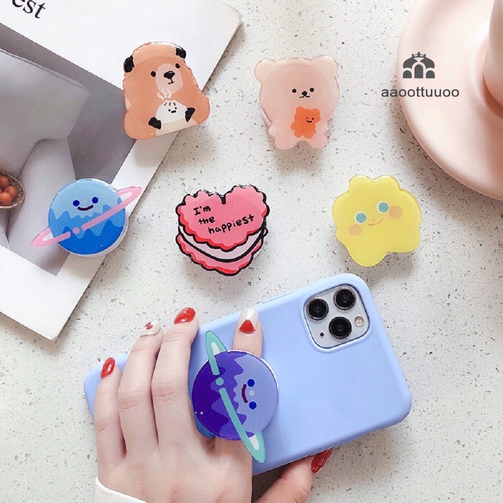 Bear Fold Finger Grip Ring Mobile Phone Holder Cute Cartoon Holder ...