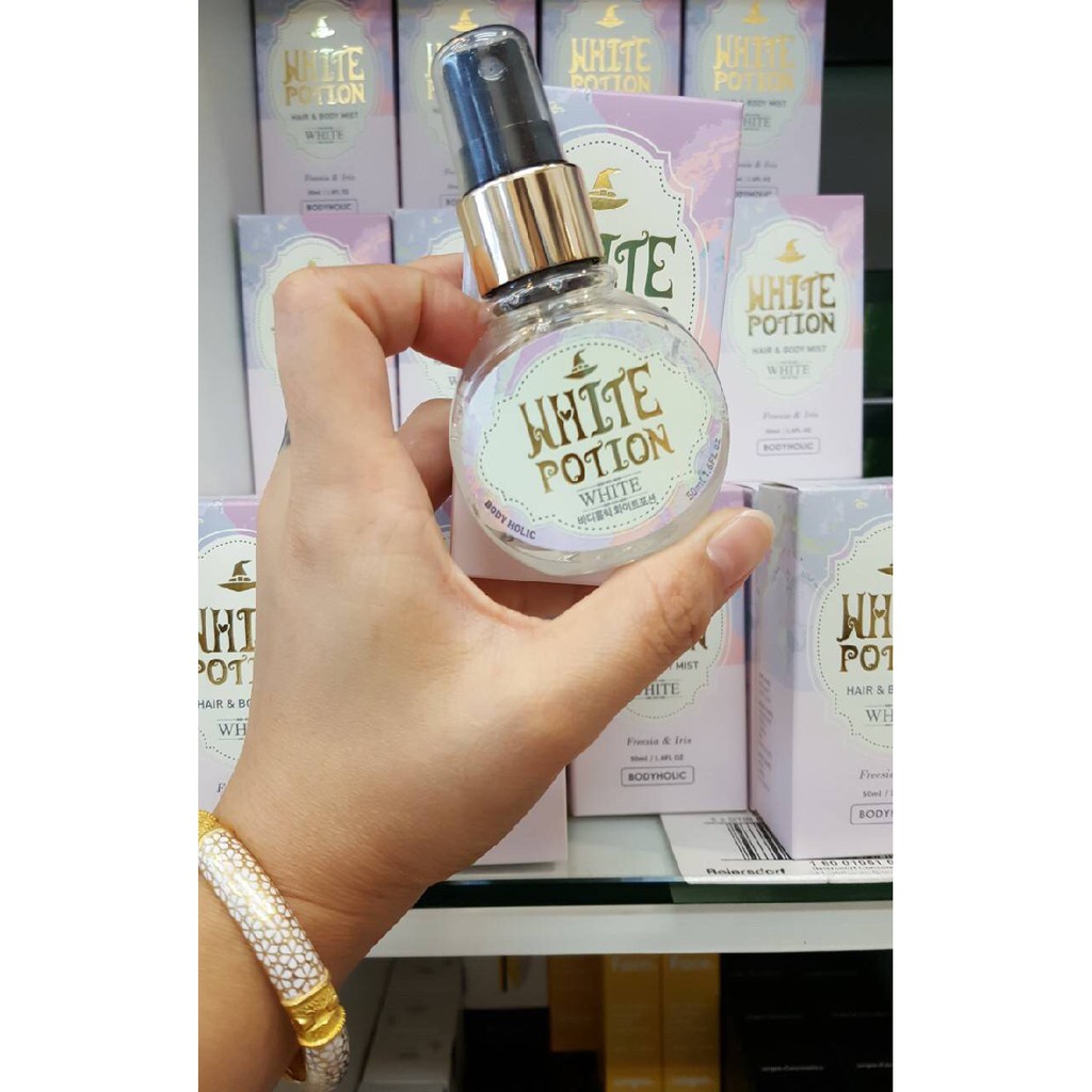 สเปร์ยน้ำหอมพร้อมบำรุงปลายWhite potion hair and body mist 50 ml สเปร์ย ...