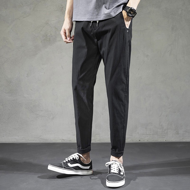 Casual pants mens nine-point pants loose straight spring and autumn new ...