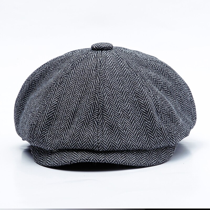 Classic Retro Herringbone Newsboy Cap Gray Brown Octagon Cap Breathable ...