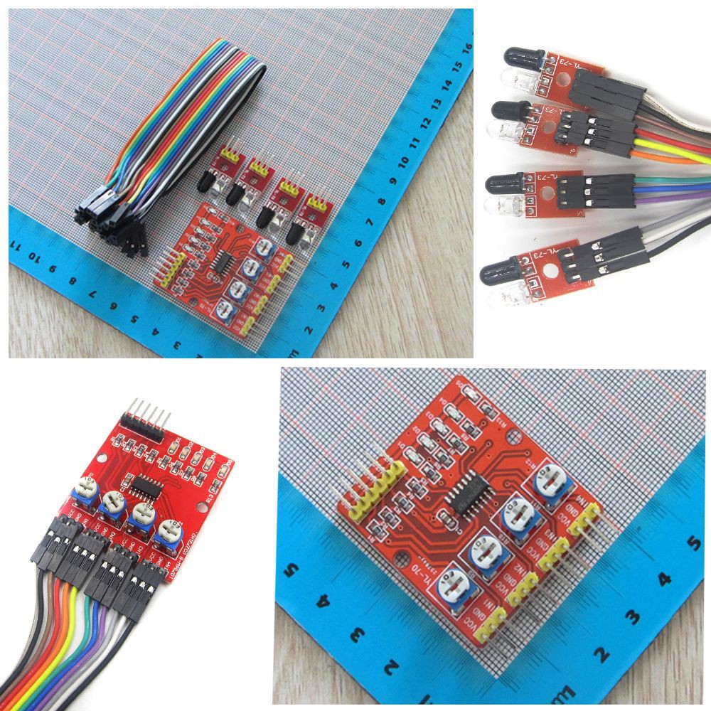 DIY 4 Channel Smart Car Tracking Line Sensor Infrared Detector Arduino ...