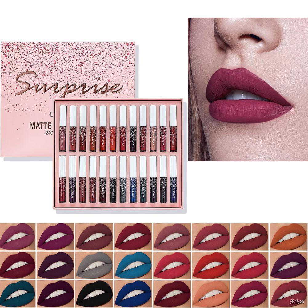 24 Colors Set Of Matte Lipstick Set Lip Gloss Long Lasting Waterproof