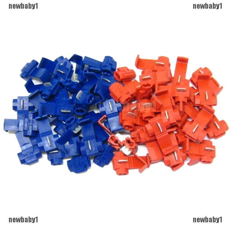 50Pcs Red Blue Snap On Connector Crimp Wire Splicer Terminal Lock ...