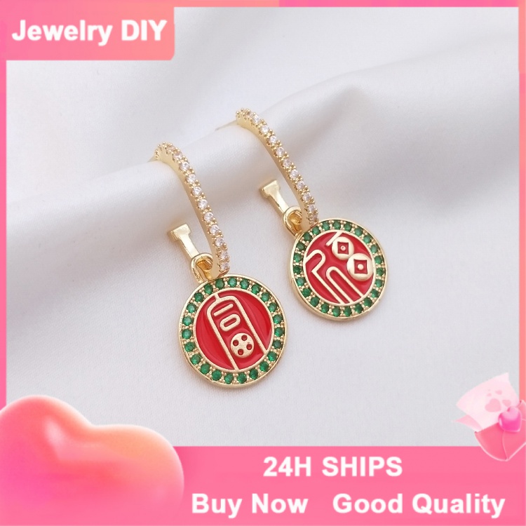 เครื่องประดับ DIYต่างหูเข็มเงิน 925 ประดับเพทาย สไตล์จีน สีทอง 14Kต่างหูเครื่องประดับต่างหูต่าง ...