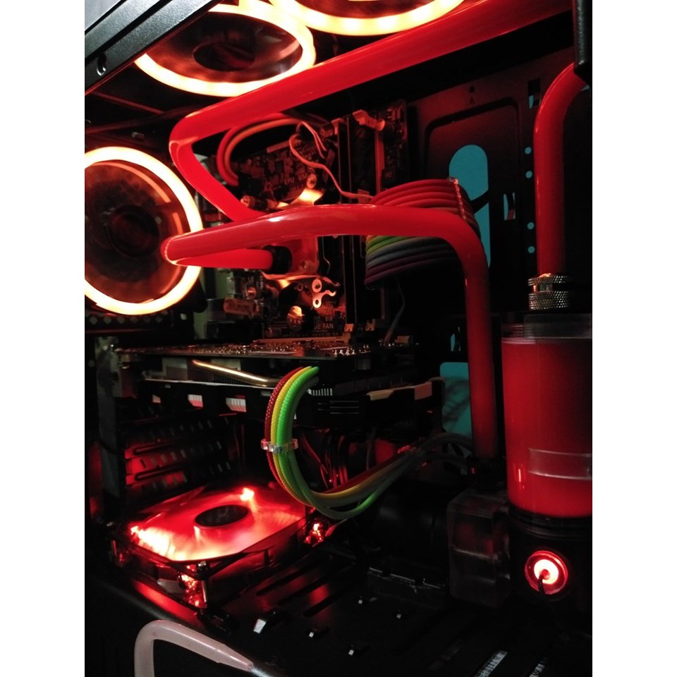 ชุดน้ำCPUระบบเปิด ท่ออะคริลิค ครบชุด สีแดง CPU Water Cooling Open Loop ...