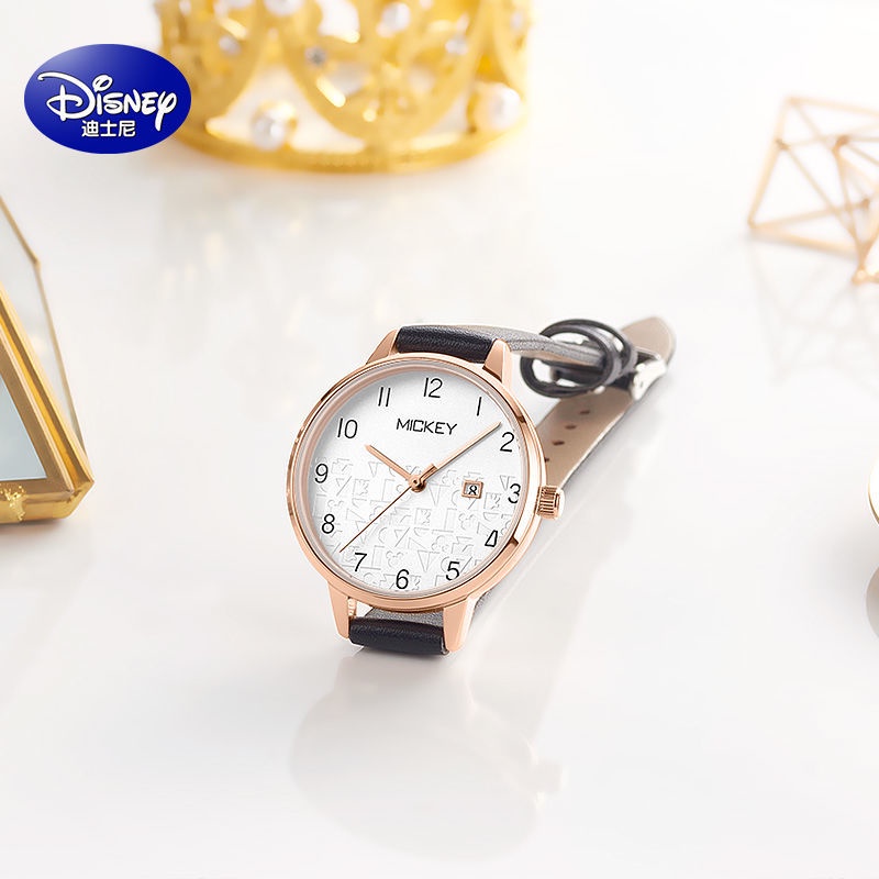 CASIO Disney ของแท้นาฬิกาสุภาพสตรีแนวโน้มแฟชั่นนาฬิกาผู้หญิงสายหนัง ...