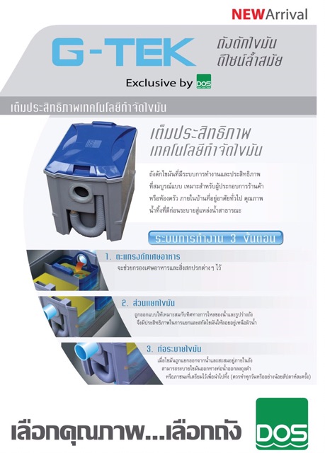 ถังดักไขมัน Dos รุ่น G-TEK 15 ลิตร... แถมฟรี...ท่อต่อ(Flex) และสายลัดสแตนเลส - airlybus - ThaiPick