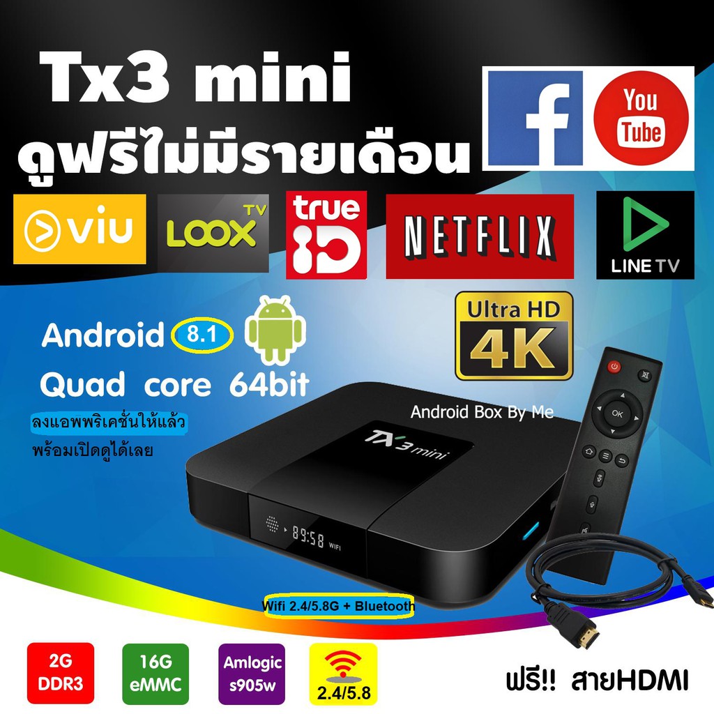 แรงดีใช้ดีมาก Tx3 mini wifi 2.4/5G + Ram 2G, Rom 16G, , Amlogic S905w ...