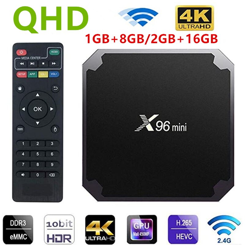 ใหม่QHDTV X96 Mini Top Box Android 9.0 8GB 16GBบลูทูธS905W Quad CORE ...