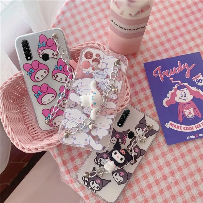 卐OPPO A8 สุนัขอบเชยการ์ตูนโปร่งใสเปลือกโทรศัพท์ใหม่ PDBM00 Kuromi เชือก ...