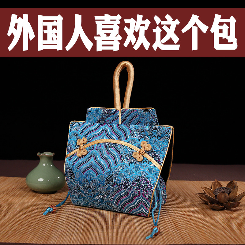 กระเป๋าผ้า Chinese style brocade hand bag embroidered silk purse ...