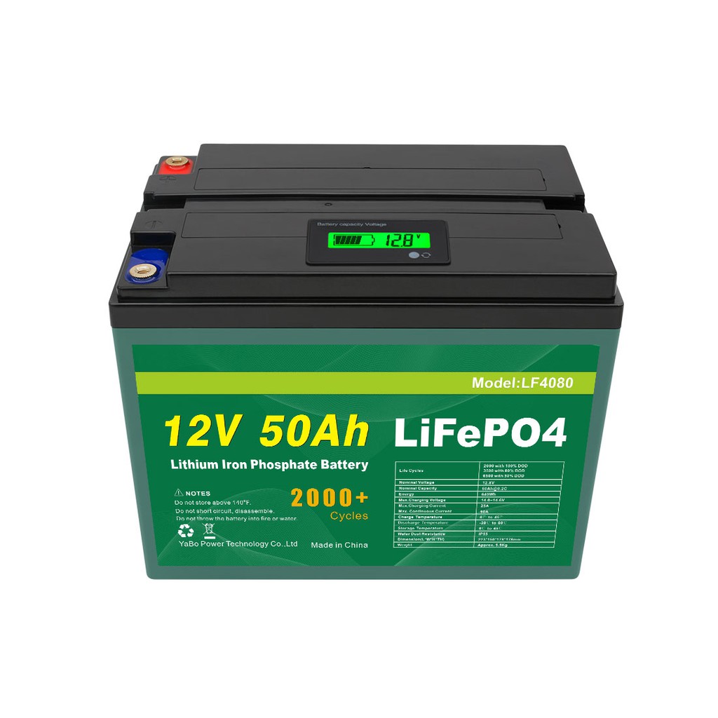 แบตเตอรี่ลิเธียมไอออนฟอสเฟส LifePO4 battery 12v 50ah มาพร้อม 80V BMS จอ ...