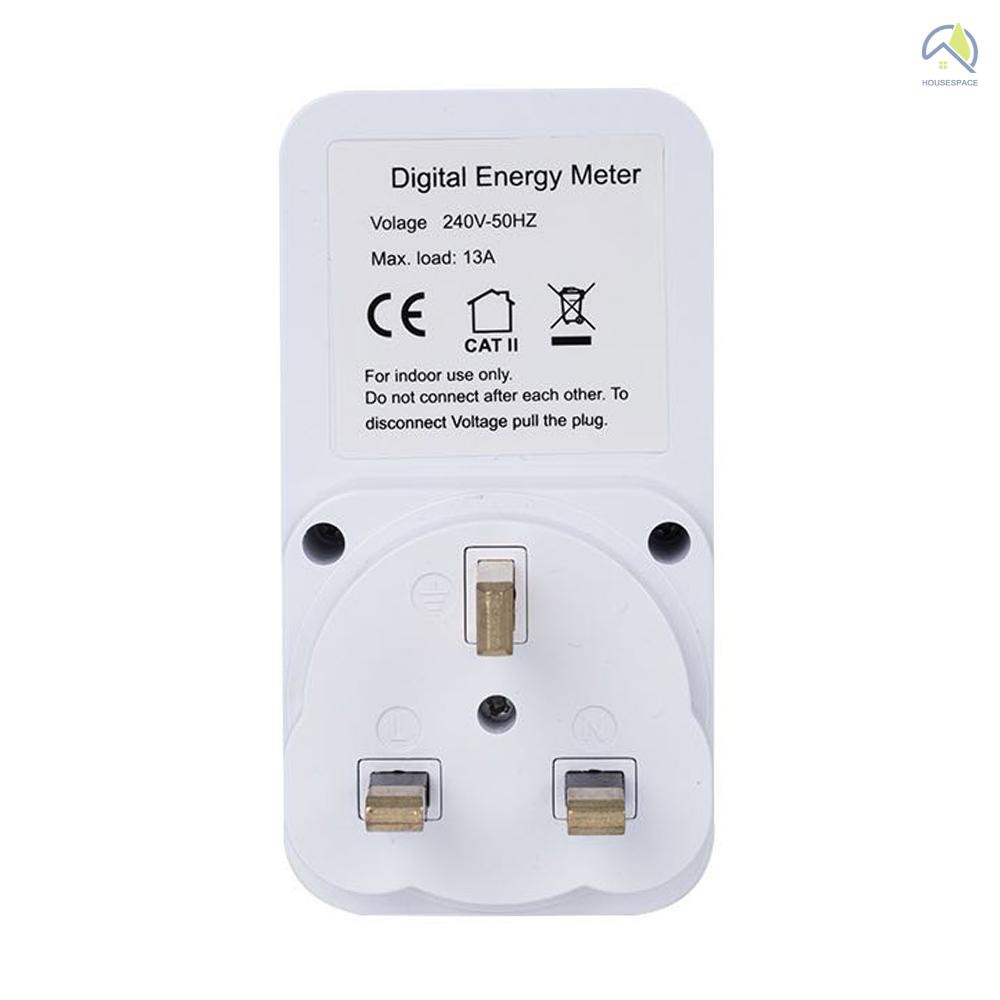 ⚙ UK Plug Plug-in Digital LCD Energy Monitor Power Meter Electricity ...