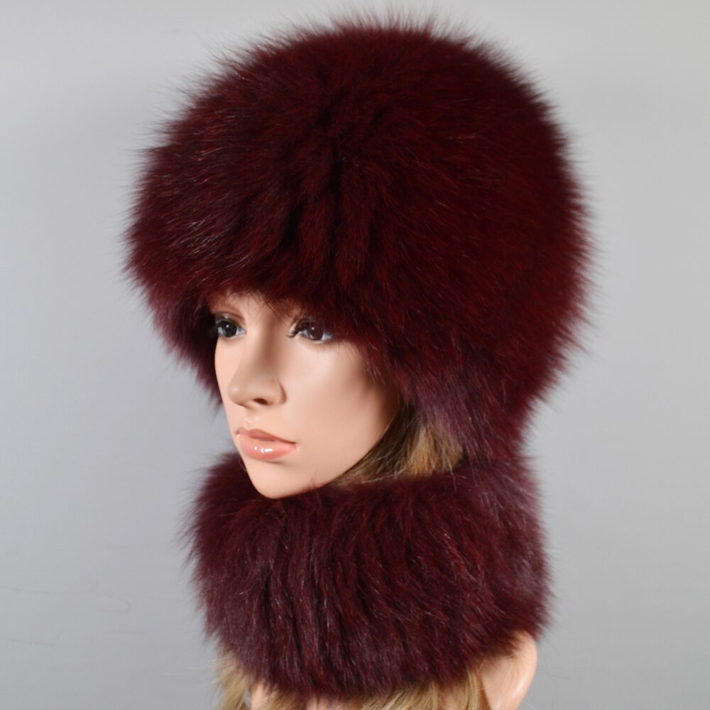 2021 Hot Sale Women Real Genuine Fox Fur Hat Scarf Girls Natural Real ...