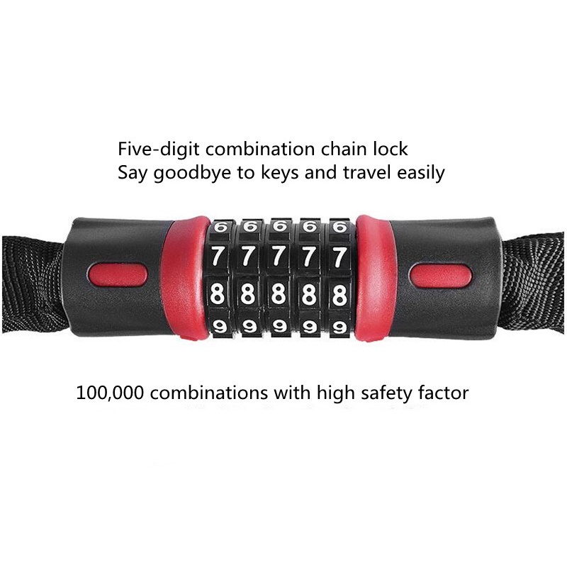 Bicycle Chain Lock Five-digit Combination Lock Anti-theft Lock Trolley ...