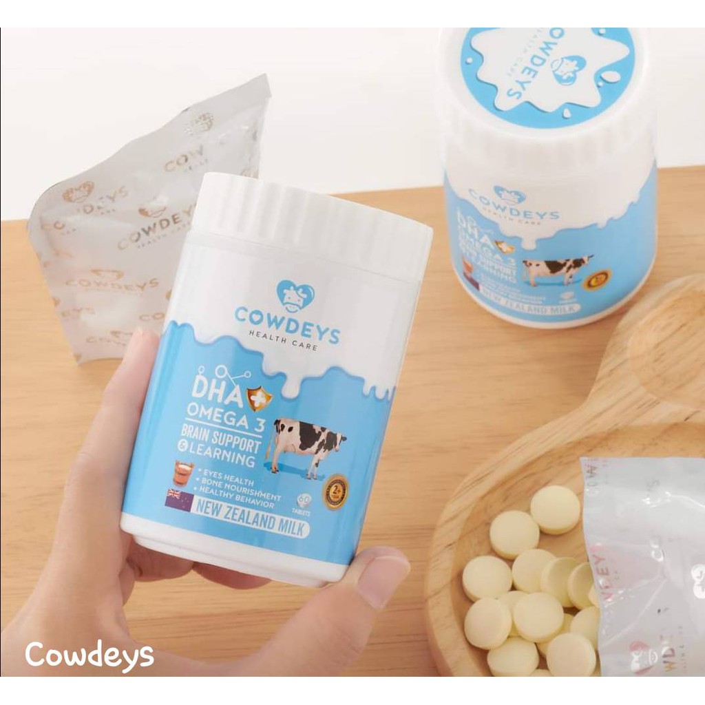 Cowdeys DHA 60 Tab ผสม Omega3 วิตามินเด็ก เม็ดนมเคี้ยว แคลเซียมสูง ทั้ง ...