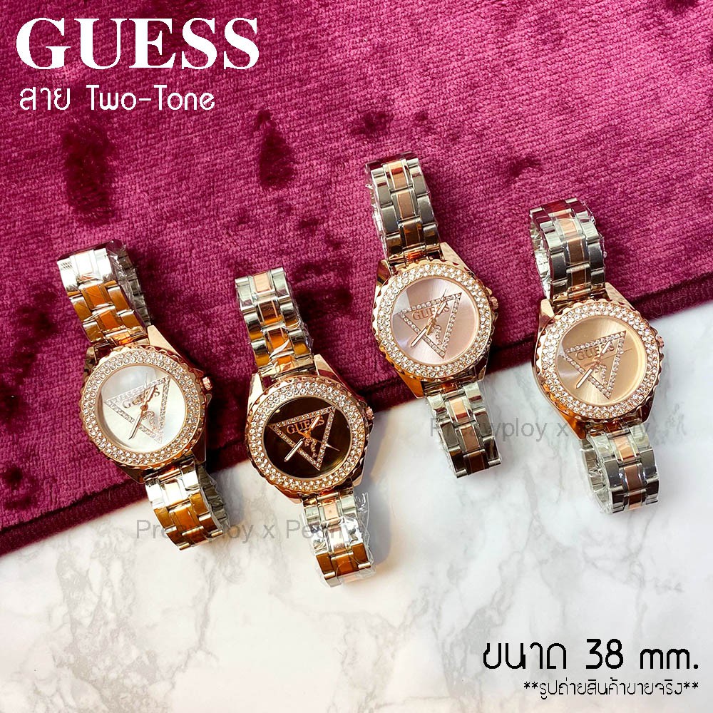 นาฬิกา GUESS สายสแตนเลส Two-tone Pink gold สายซิลิโคน ตัวเรือนล้อม ...