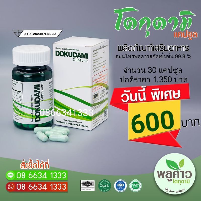 Dokudami capsule️พลูคาว คาวตอง สกัดเข้มข้น โดกุดามิ 30แคปซูล โดกุ ...