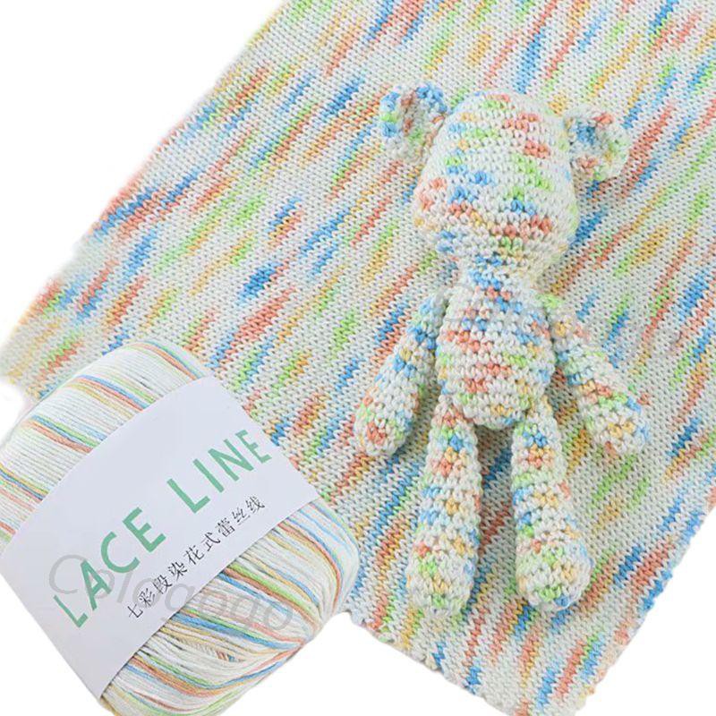 COLO 1 Roll Gradient Colorful Cotton Lace Line DIY Hand Knitting Yarn ...
