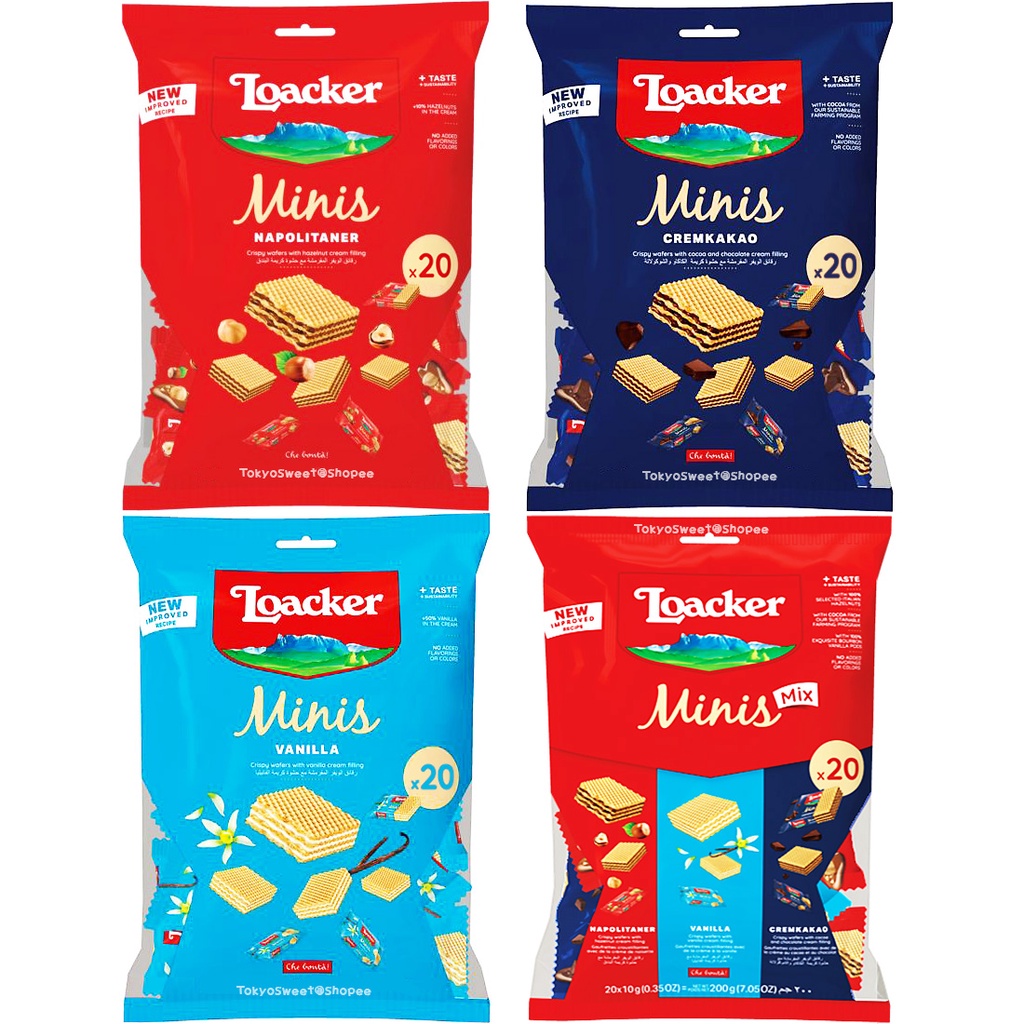 (แพ็คเกจใหม่) ล็อคเกอร์เวเฟอร์มินิ Loacker Minis 80-240g ล็อคเกอร์ เวเฟ ...
