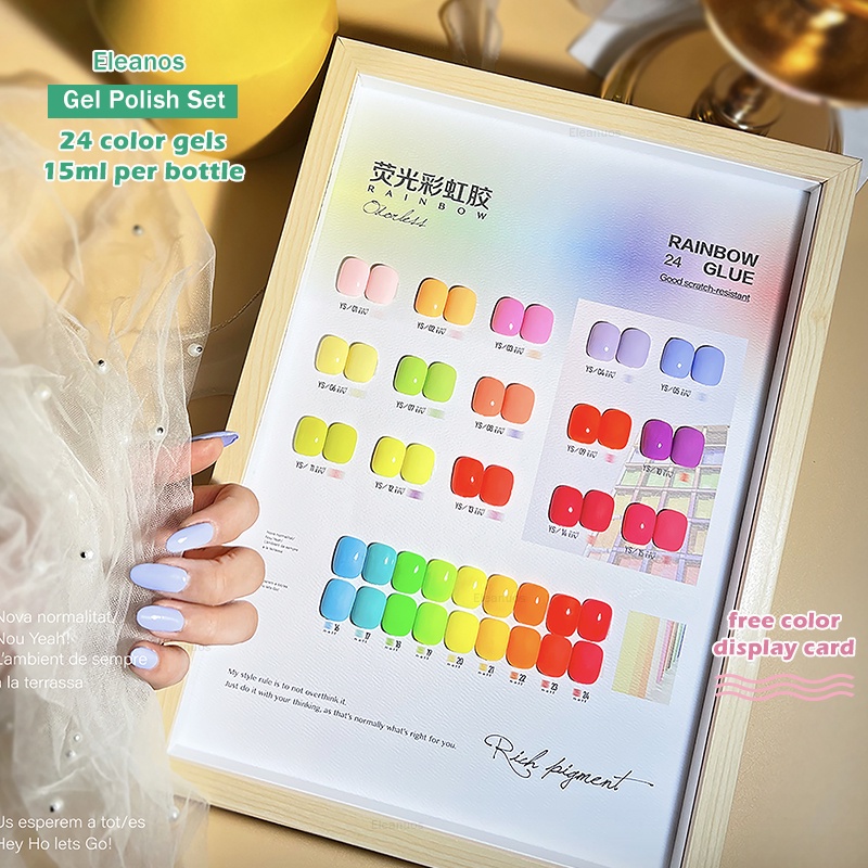 Eleanos 24pcs Neon Nail Polish Set Fluorescence Soak Off UV Gel ...