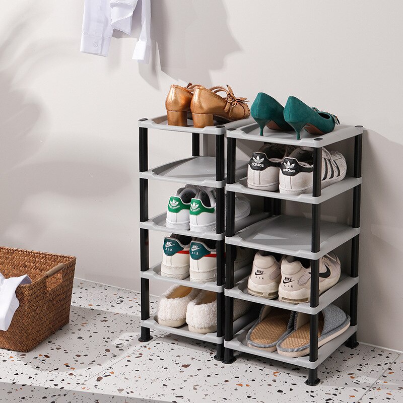 5 Layers Plastic Free Assembly Stackable Shoe Storage Rack Dustproof ...