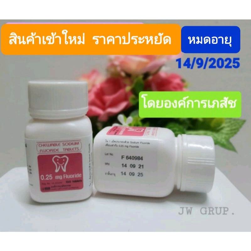 GPO Chewable Sodium Fluoride 0.25 mg 100 เม็ด แบบเคี้ยว (รสผลไม้ ...