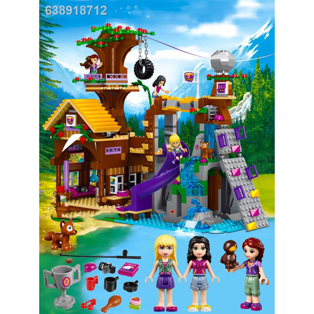【ของเล่น】 Lego building block girl series Adventure camp tree house ...