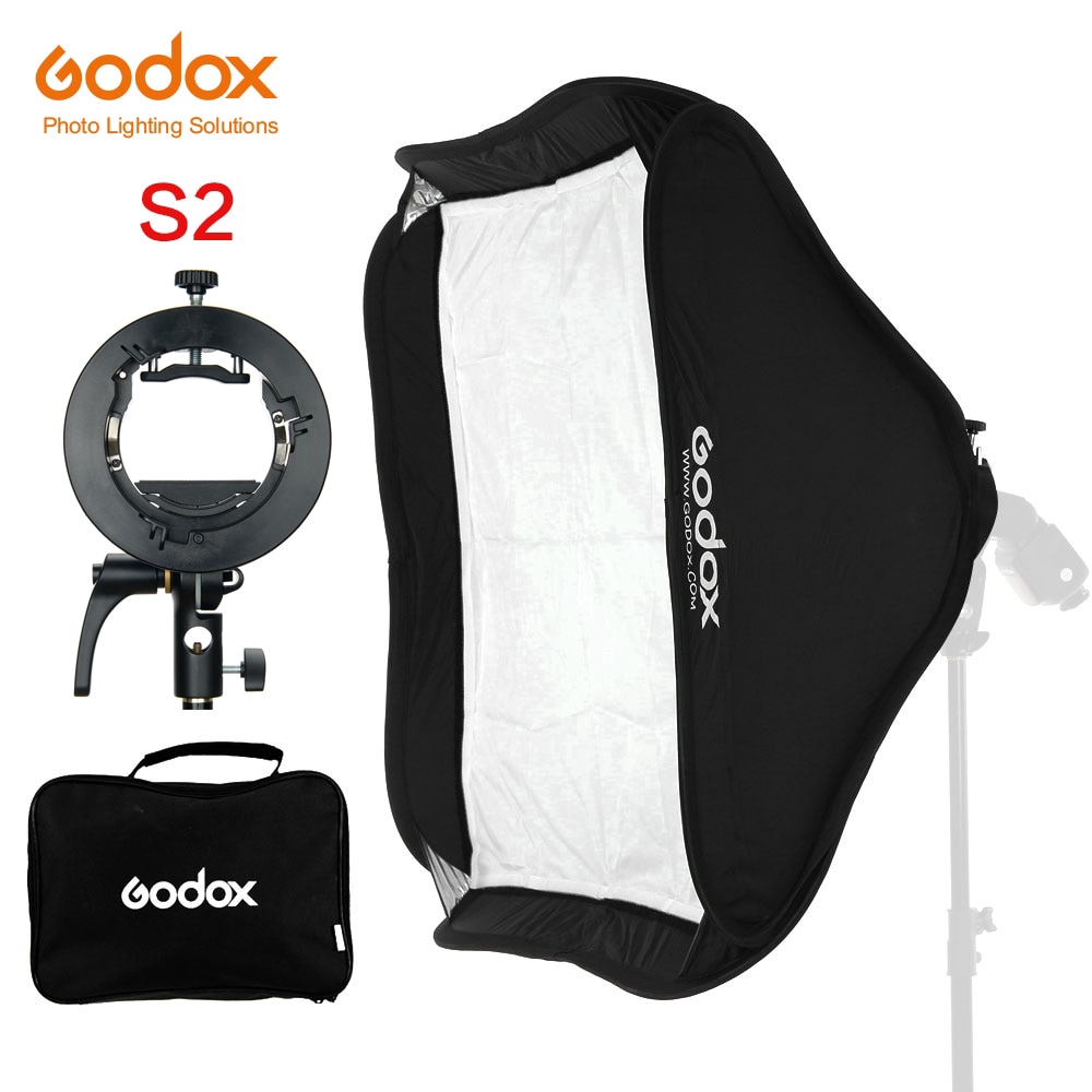 Godox S2 Speedlite Flash Holder Bracket + Softbox with Bowens Mount for ...