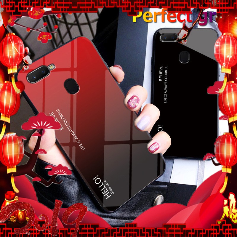 OPPO A7 Hard Case Gradient Glass เคสโทรศัพท์มือถือแบบบางพิเศษ ...
