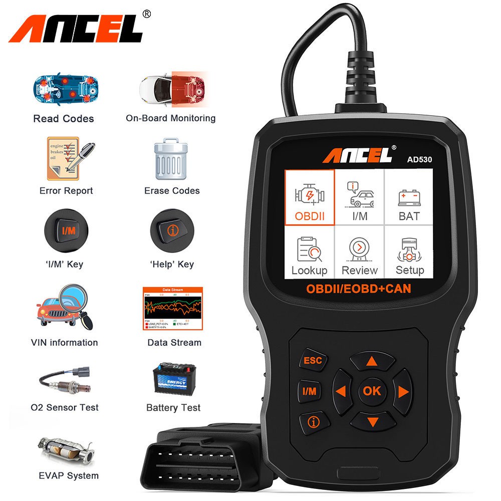Ancel Ad530 เครื่องสแกนเนอร์ Obd2 เครื่องยนต์สําหรับรถยนต์ | Shopee ...