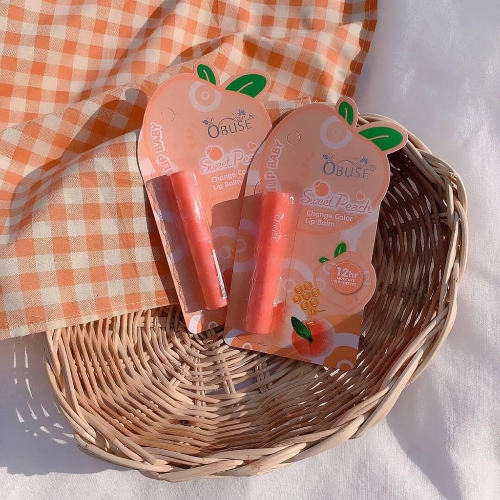 Obuse sweet peach lip balmลิปสติกแบรนด์แท้ เป็นลิปปามบำรุงปาก - paroauy ...