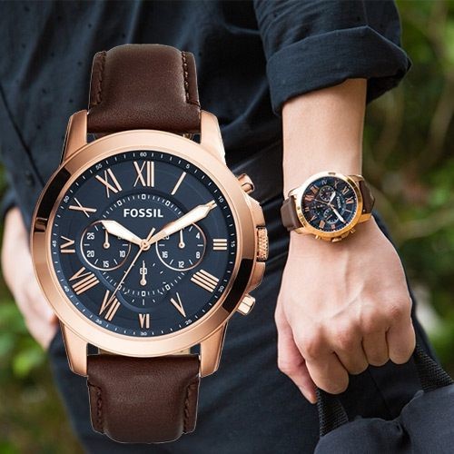 SALE พร้อมสต็อก Original Fossil Watch Grant Chronograph Brown Leather ...