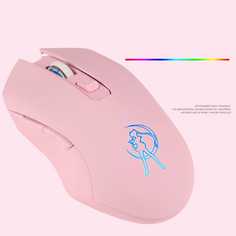 gaming เมาส์ไร้สายwer Pink Silent LED Optical Game Mice 1600DPI 2.4G ...
