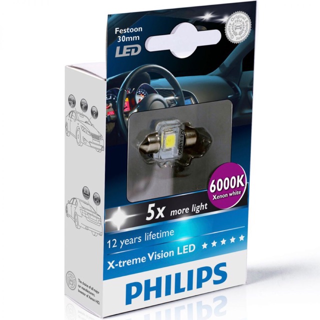 Philips หลอดไฟภายในรถ X-treme Vision LED Festoon 30mm / 38mm 6000K ...