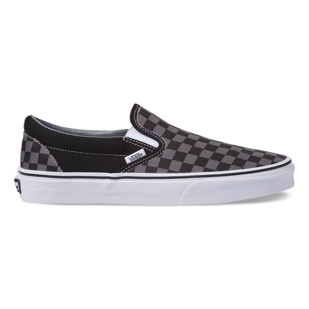 Vans Classic Slip On Checkerboard Pewter Black รองเท้าแวนส์ แวนส์สลิป