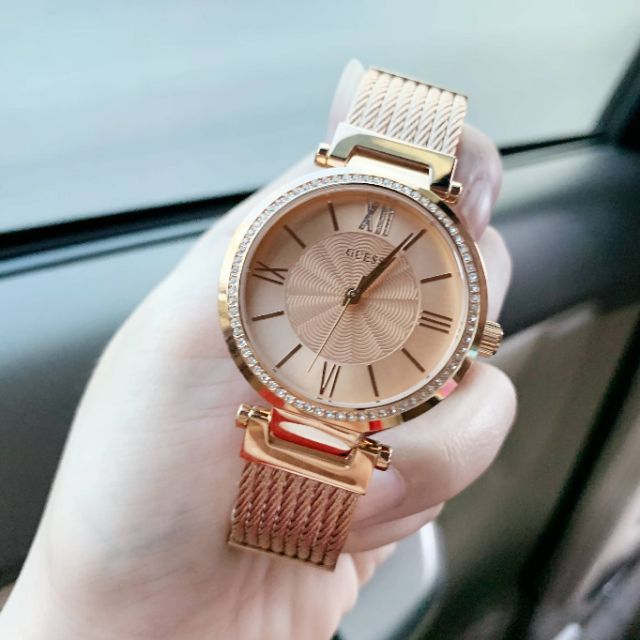 สด-ผ่อน) นาฬิกา สีโรสโกลด์ Guess Analog Rose Gold Dial Ladies Watch ...