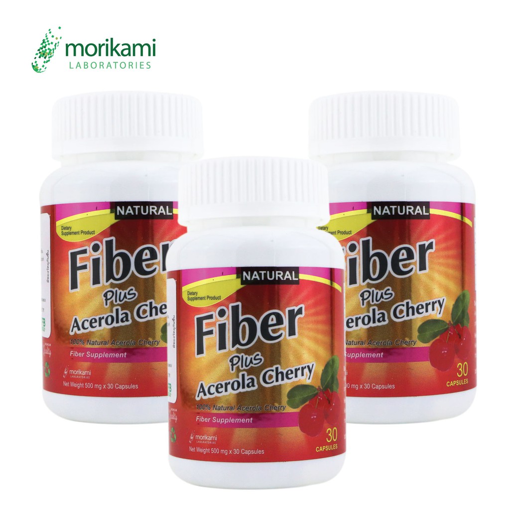 ไฟเบอร์ พลัส อะเซโรลา เชอร์รี่ Fiber plus Acerola Cherry x 3 ขวด โมริ ...