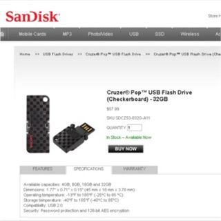 SanDisk Cruzer Pop 32GB USB Flash Drive (Checkerboard) | Shopee Thailand