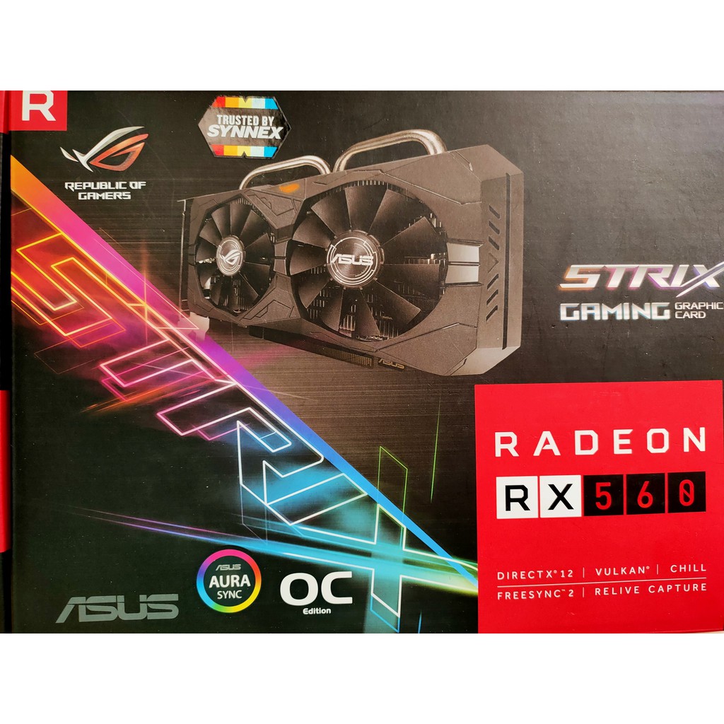 (ส่งไว) การ์ดจอ AMD ASUS ROG STRIX RX 560 4GB GAMING OC Edition มี RGB ...