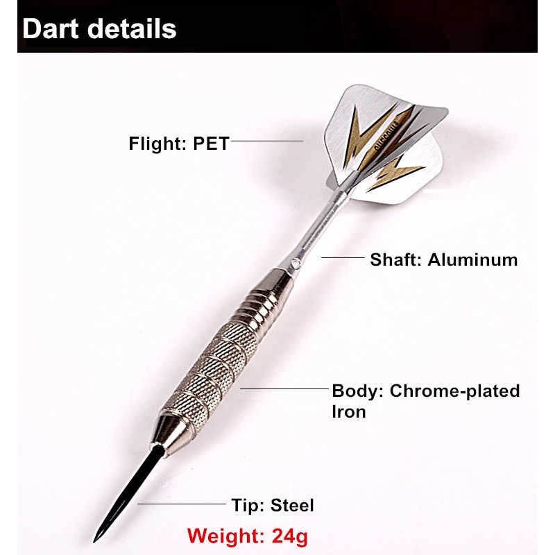 CUESOUL 3pcs/set Professional Dart Pin 24g 25g Black Golden Color Steel ...