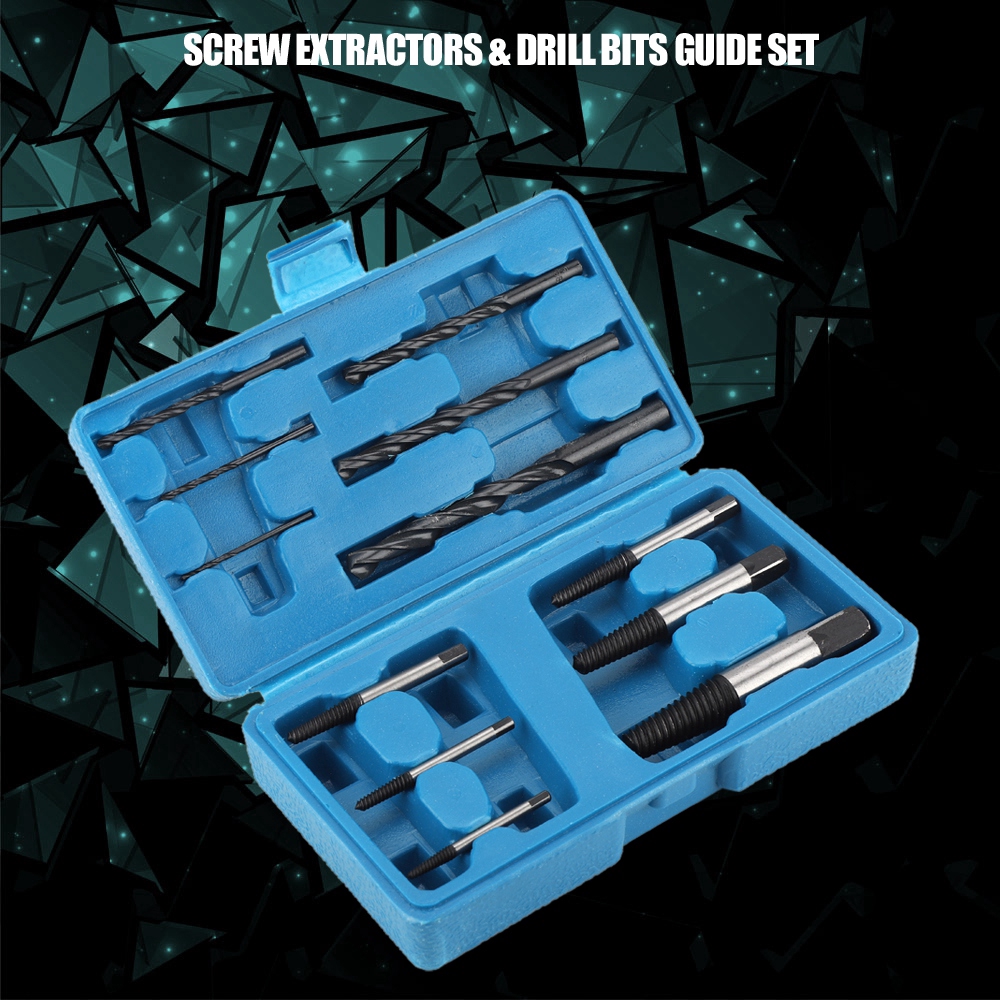12Pcs Steel Screw Extractors and Drill Bits Guide Set Broken Bolts ...