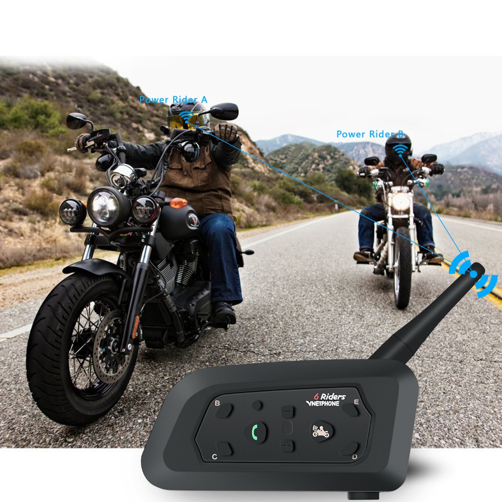 Vnetphone V6 Motorcycle Bluetooth 1200M Helmet Intercom Full Duplex for ...