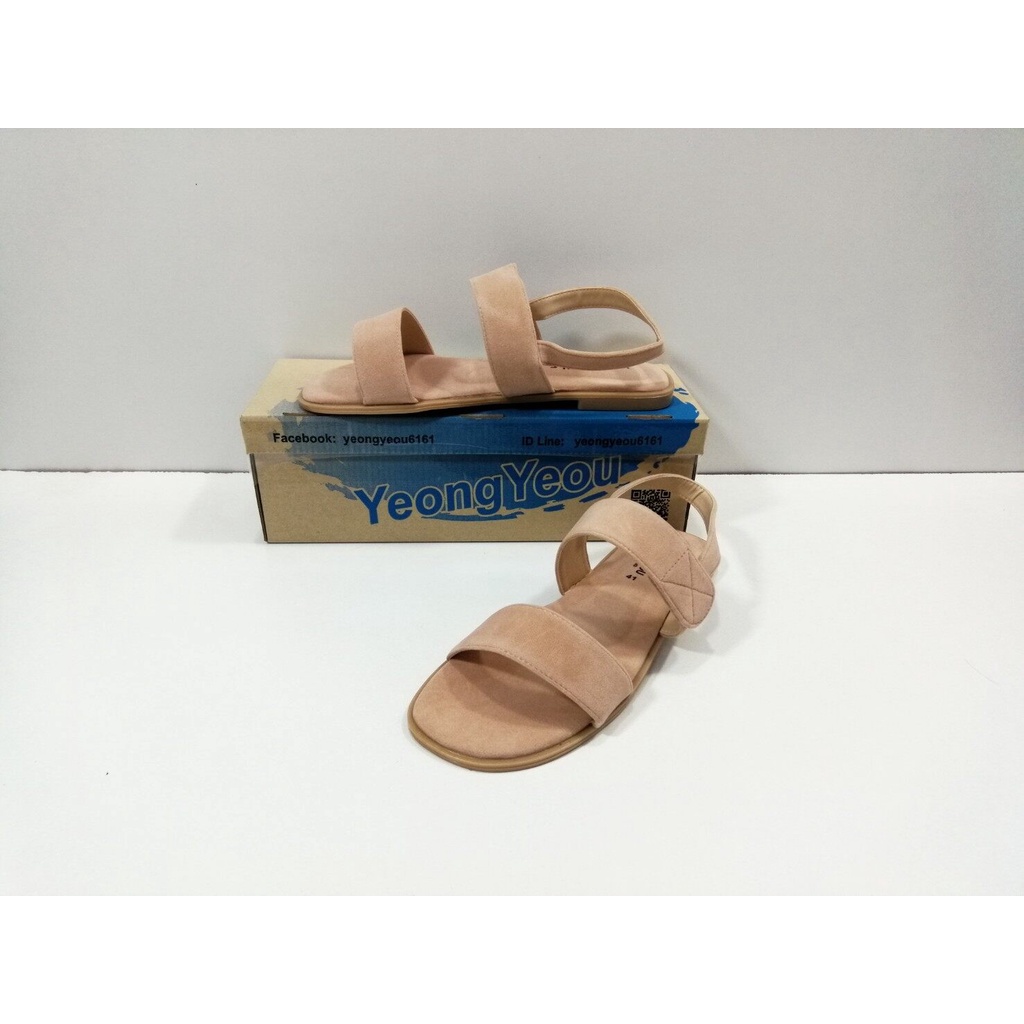yeong yeou รองเท้าแตะแฟชั่นส้นแบนสองตอนกำมะหยี่รัดส้นบิ๊กไซส์ รหัสyy316 ...