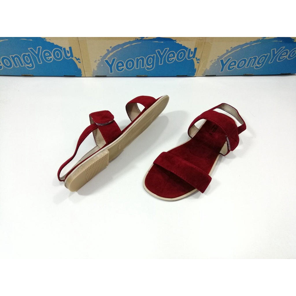 yeong yeou รองเท้าแตะแฟชั่นส้นแบนสองตอนกำมะหยี่รัดส้นบิ๊กไซส์ รหัสyy316 ...