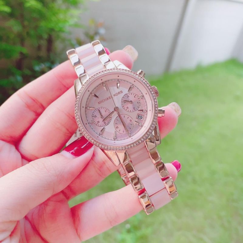 MICHAEL KORS MK6307 Ritz Quartz Chronograph Rose Dial Rose Gold-tone ...