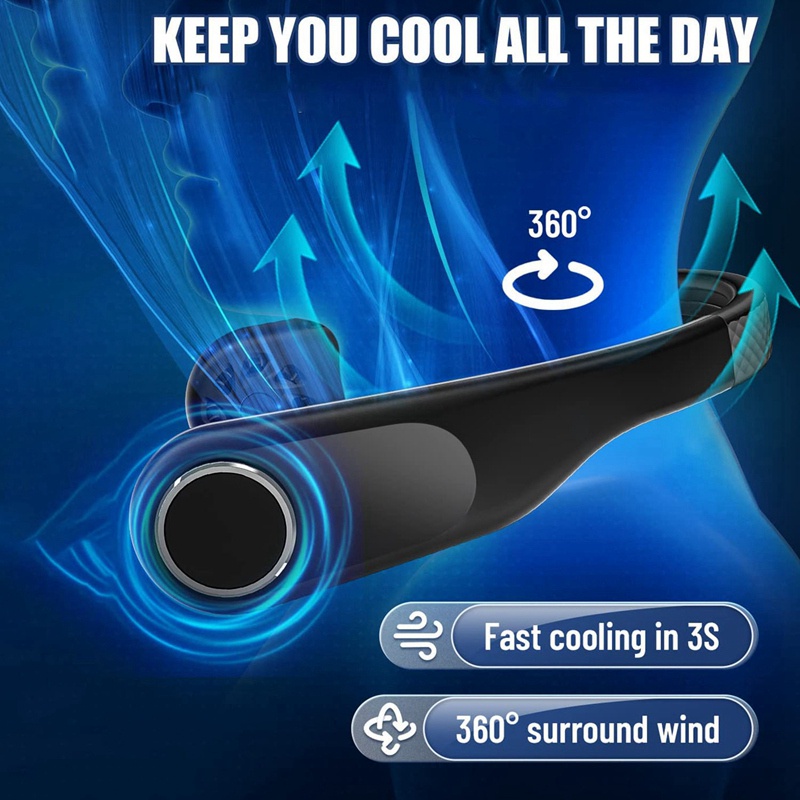 wBladeless Neck Fan 3600Mah Battery Operated Fan Personal Portable Fan ...