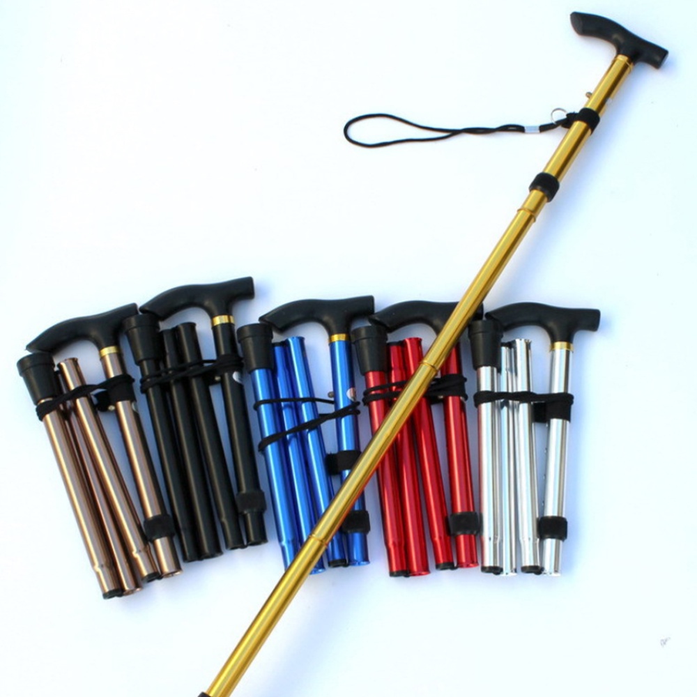 Aluminum Folding Trekking Pole Walking Cane Retractable Anti-slip Four ...